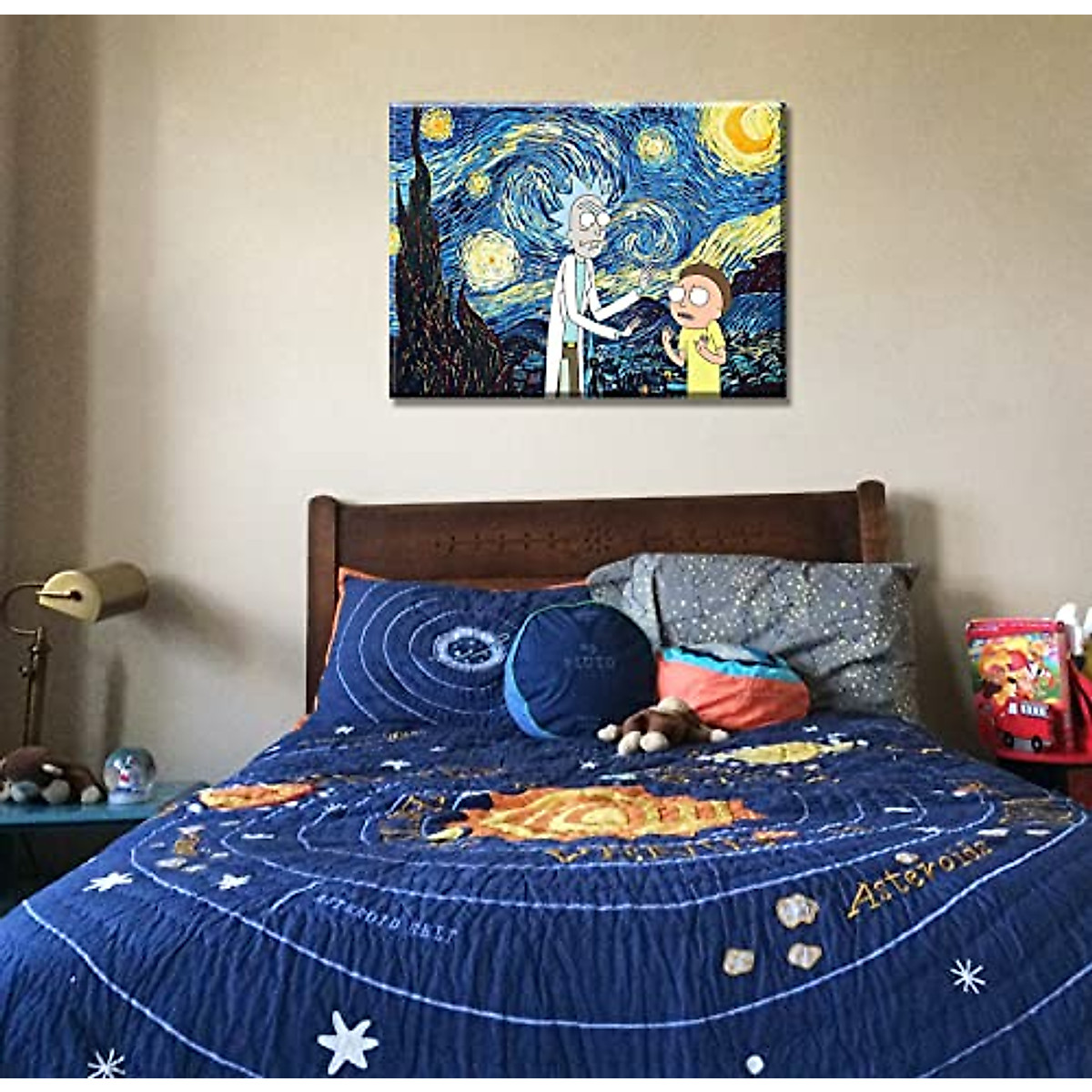 Catyendy Rick and Morty Canvas Wall Art Prints Oil Painting Posters Decor Boy's Room for Living Room Home Artwork Framed Ready to Hang 12" W x 16" H