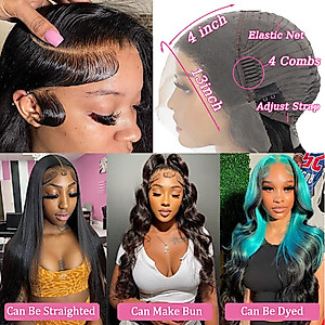 YELHADU Body Wave Lace Front Wigs Human Hair Pre Plucked 13x4 HD Lace Frontal Wigs Human Hair 180 Density Natural Black Wigs for Women Human Hair Lace Front Wig with Baby Hair Glueless 22 Inch