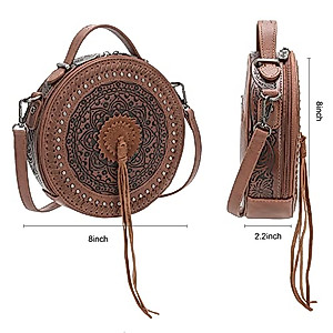 Wrangler Small Purses for Women Western Fringe Purses Crossbody Hanbags Bags Brown WG33-118BR