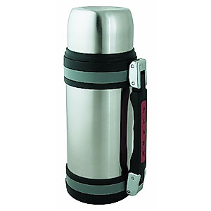 Brentwood Vacuum Stainless Steel Food and Beverage Bottle with Red Handle, 1.5-Liter