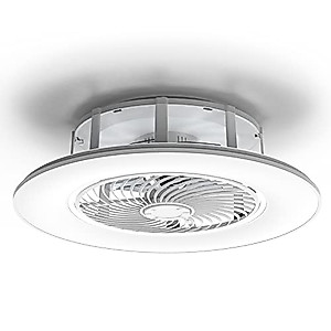 PrimeMall Bladeless Ceiling Fan with Light and Remote Control Low Profile Ceiling Fan 22" Modern Enclosed Multi-Speed Indoor Ceiling Fan 3 Color Temperatures Smart LED Dimmable Lighting Flush Mount