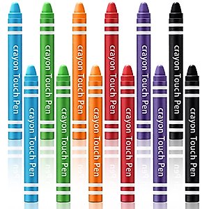12 Pcs Kids Stylus Pen, Fun Crayon Stylus for Touchscreen Tablets, Kids Edition Tablet Crayon Stylus for Children, Compatible with Smartphones Phone Drawing Anti Scratch