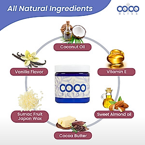 Coco Bliss Natural Coconut Oil Lubricant, Intimate Moisturizer, Lube for Him and Her, Personal Massage Oil, Silky Smooth Moisturizer with Vanilla Extract and Almond Oil, 4/8 Fl Oz