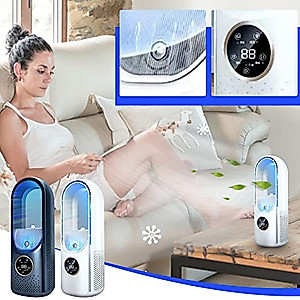 Portable Bladeless Air Cooler with 6 Gears Modes, Mini Tower Fan Cooling Fan Instant Cool & Humidify, Timer Air-cooling Fan with Atmosphere Lamp for Living Room Office