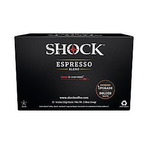 Shock Coffee Espresso 9.5 - Single Serve Cups, Robust Flavor with a Smooth Finish, Fresh Look Bolder Taste
