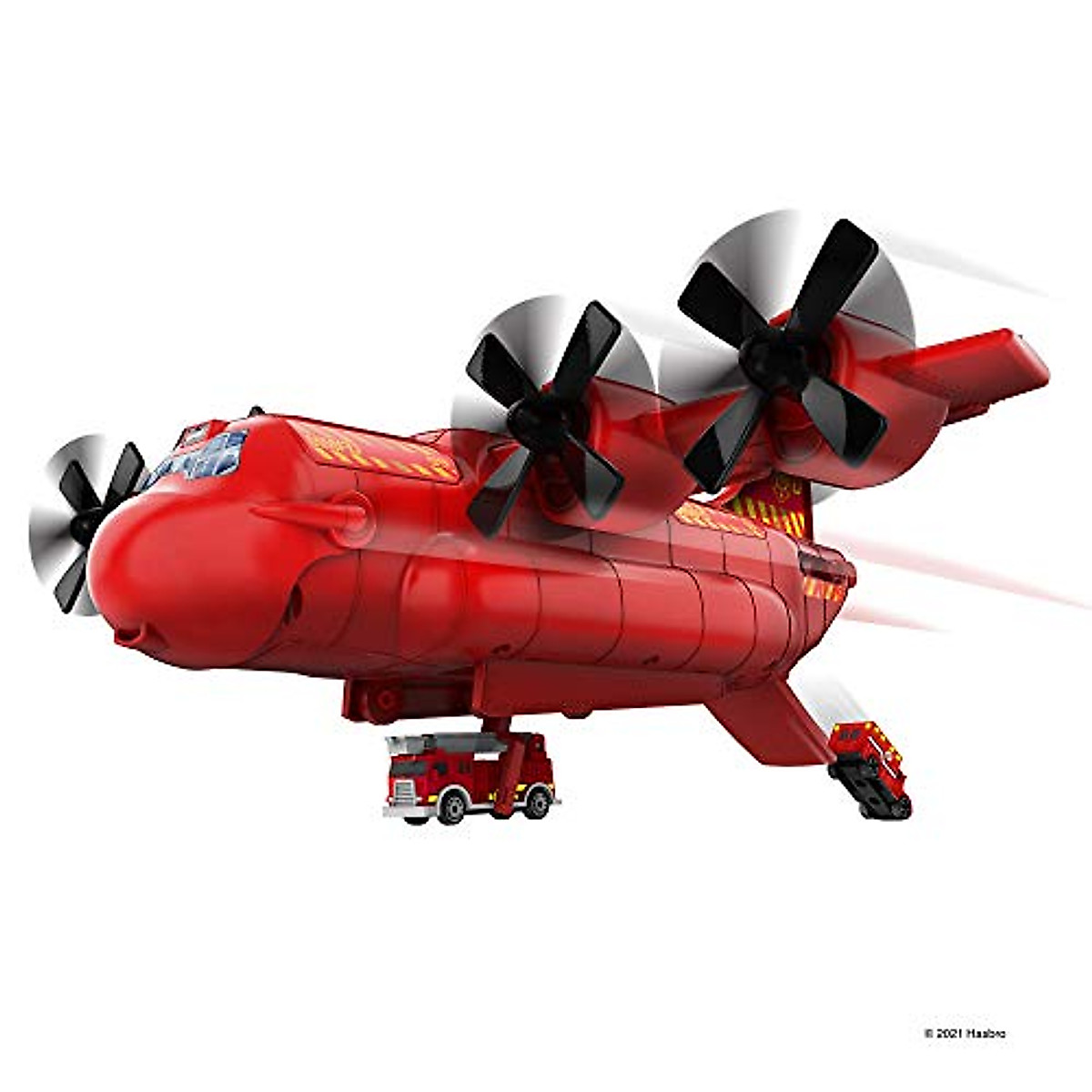 Micro Machines Fire and Rescue Cargo Transporter Plane - Features Vehicle Hatch, Retractable Hook, Cargo Doors, and Exclusive Vehicle - Collect Them All - Amazon Exclusive