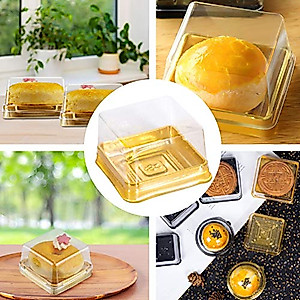 Hemoton Mini Cake Box 100Pcs Clear Plastic Mini Cupcake Cookie Box Muffins Mooncakes Box Pastry Packing Boxes Christmas Holiday Party Favors Supplies Mini Mooncake Box