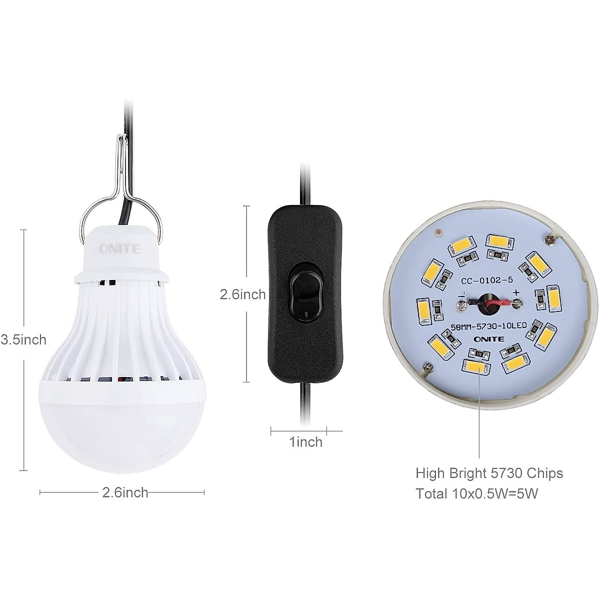 Onite USB Light, Camping Gear or Accessories, LED Camping Lights, Also for Garage Warehouse Car Truck Fishing Boat Outdoor Tent Emergency Light or Lantern, WarmWhite
