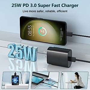 Fast Charger Type C 25W Android Phone Charger USB C Block with 10 FT C to C Type Fast Charging Cable for Samsung Galaxy S23 Ultra/S23/S23+/S22/S22 Ultra/S22+/S21/S20/Note 10/20, Z Fold/Flip, 3Pack