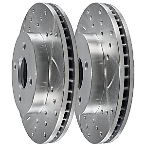 AutoShack Front Drilled Slotted Brake Rotors Silver Pair of 2 Driver and Passenger Side Replacement for 2007-2012 Nissan Sentra Versa 2009-2014 Cube 1.8L 2.0L FWD PR41465DSZPR