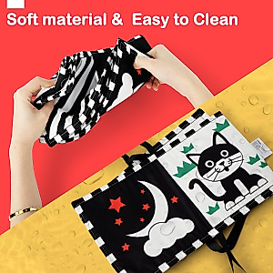 URMYWO Black and White Baby Toys, High Contrast Newborn Toys 0-3 Months Brain Development, Tummy Time Toys, Soft Baby Book, Infant Sensory Toys 0-6-12 Months Visual Stimulation Montessori Toy Gift