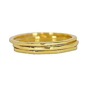 Pura Vida Gold Plated Delicate Stacked Rings - Brass Base .925 Sterling Silver - Size 8