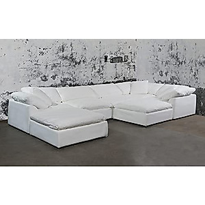 Sunset Trading Puff 7-Piece Fabric Slipcovered Modular Sectional in White
