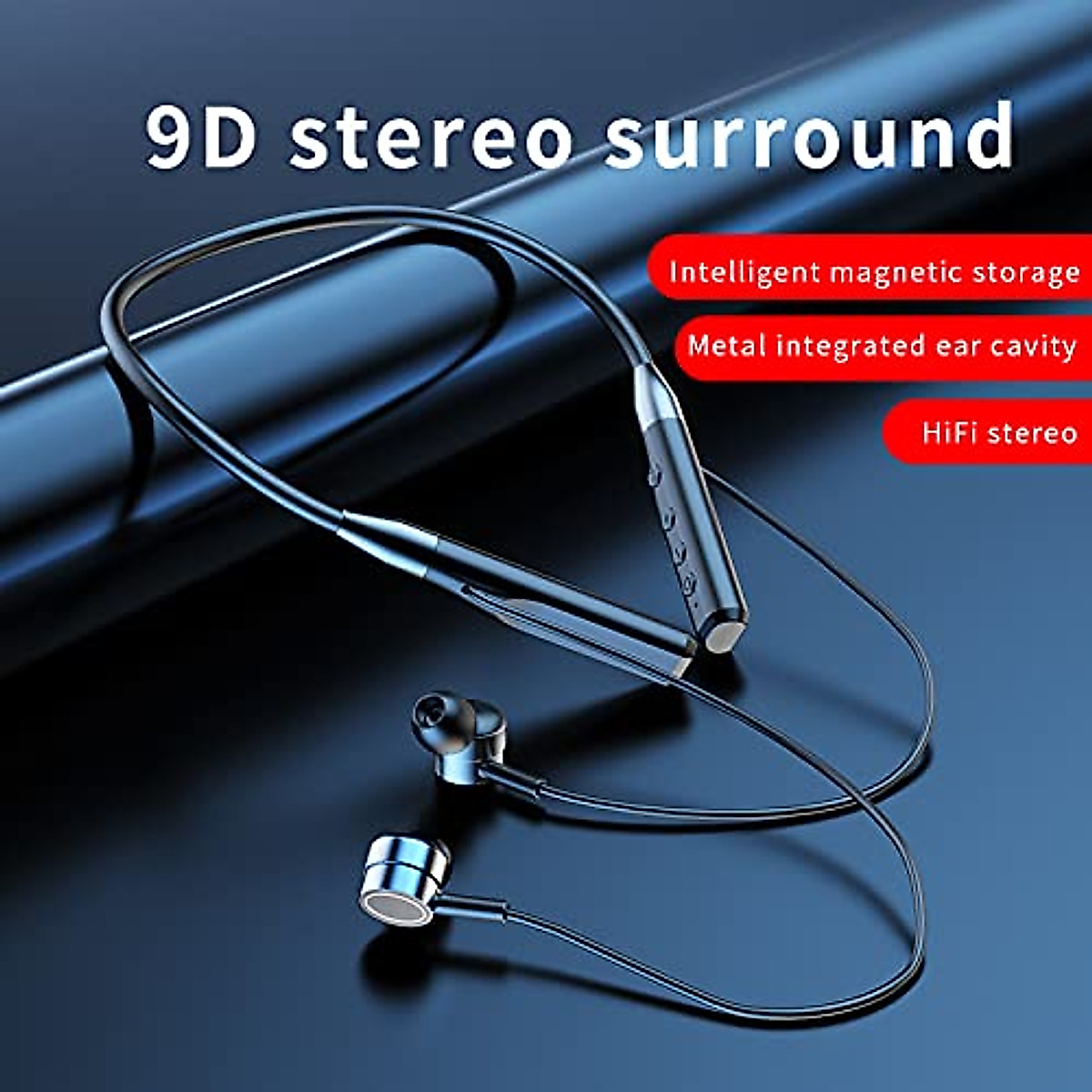 TOP Bluetooth Neckband Headphones with 24 H Playtime, 10 mm Drivers, Flexible V5.0 Wireless Headset w/Mic Sports Earbuds for Gym Running HD Stereo Bass Noise Cancelling Earphones for IPhone Samsung LG