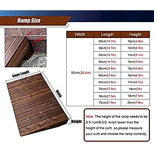GUENZO Threshold Ramp, Wheelchair Ramps for Thresholds Curb Steps, Wood Heavy Duty Transition Ramp for Patio Door Back Yard Home, Anti-Slip Surface (Size : 90x70x19cm/35.4x27.5x7.5in)