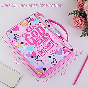 Bible Covers for Women Girls Bible Case Large Bible Bag with Handle Bible Tote Bag Zipper Pocket Bible Cover for Bible Study Supplies