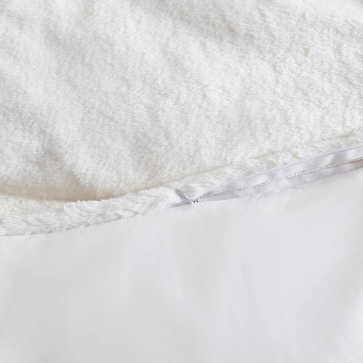 Laura Ashley- Queen Duvet Cover Set, Faux Fur Bedding Set, Ultra Cozy Home Decor (Solid Ivory, Queen)