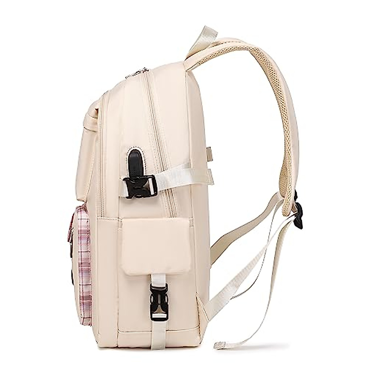 Acmebon Girl Roomy Fashion Laptop Backpack Casual Daily Backpack for Women Cream