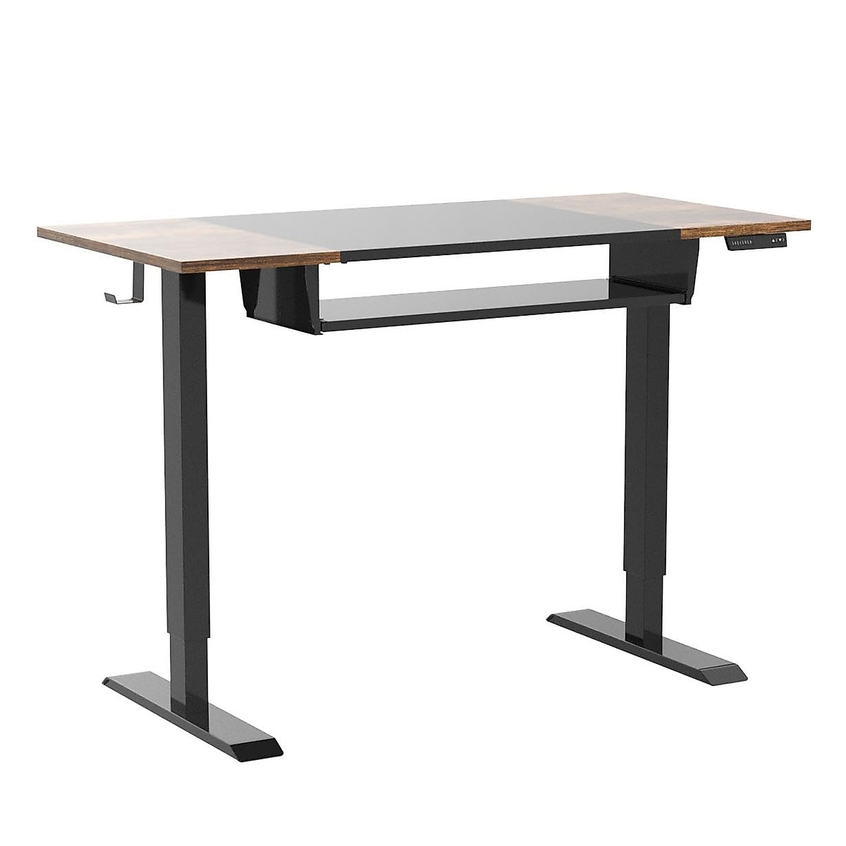 Tangkula Standing Desk with Keyboard Tray, Height Adjustable Electric Sit Stand Desk with Splice Board, Anti-Collision Technology & 2 Hooks, 48 x 24 Inch Stand Up Workstation for Home Office