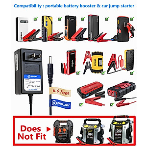 T POWER 15V Charger for Car Jump Starter 450A 500A 600A 800A 1000A Peak Car Jump Starter Portable Auto Battery Booster fits: BEATIT iClever TACKLIFE T6 DBPOWER Anker GOOLOO Rugged Geek