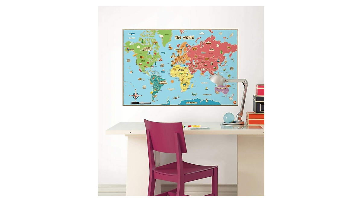 Kids World Dry Erase Map Decal - WallPops