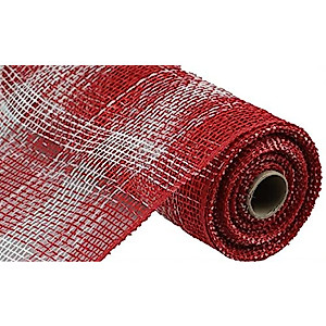 Poly Burlap Check Mesh, 10" x 10 Yards (Red, White)