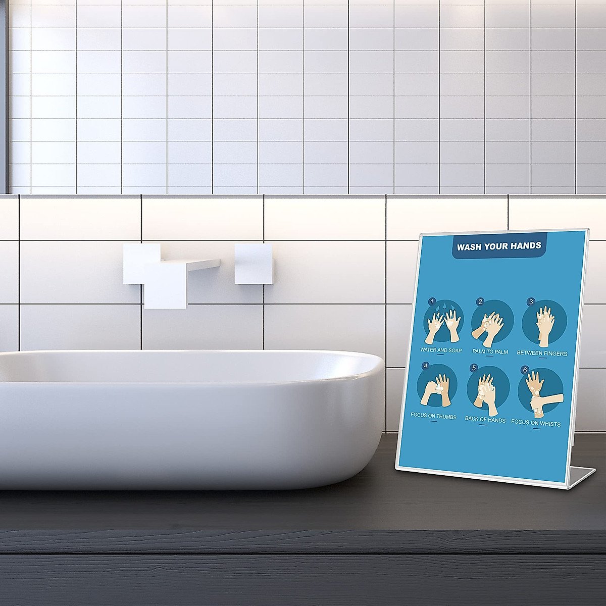 Amazon Basics Acrylic Slant Back Sign Holder, 8.5 x11 Inches, 2-Pack