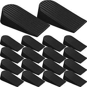 Frienda 16 Pack Large Door Stoppers Heavy Duty Rubber Stopper for Bottom of Door Wedge Stopper for Home Office (Black)