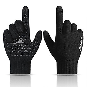 Achiou Winter Gloves for Men Women, Touch Screen Texting Warm Gloves with Thermal Soft Knit Lining,Elastic Cuff