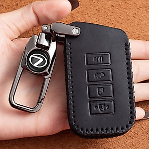 Compatible with Lexus Key Fob Cover with Keychain Genuine Leather 360 Degree Protection Key Shell Case for RX ES GS LS NX RS GX LX RC LC Keyless Smart Key Fob Shell,Keychains Accessories,black1