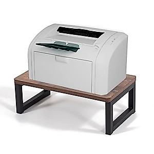 JOIN IRON Dark Brown Wood Computer Monitor Stand with Storage.Laptop Computer Shelf.Ergonomic Monitor Riser Desk Organizer.Office Supplies,Printer,iMac,Pc,Fax Machine Shelving Rack