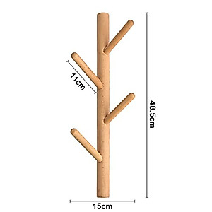 LHLLHL Handcraft Natural Wood Tree Branch Hook Handmade Coat Hanger Beech Hat Key Hook Wall Mounted Clothes Rack