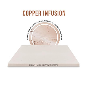 Bodipedic 3 Inch Memory Foam Mattress Topper, Copper Infused Mattress Topper, Ventilated Design, CertiPUR-US Certified Foam, Copper