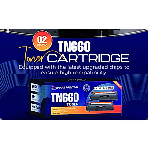 Smart Printink TN660 Toner Cartridge Replacement for Brother TN660 TN-660 TN 660 TN630 Compatible with HL-L2300D HL-L2380DW HL-L2320D DCP-L2540DW MFC-L2700DW MFC-L2685DW Printer (2 Black)