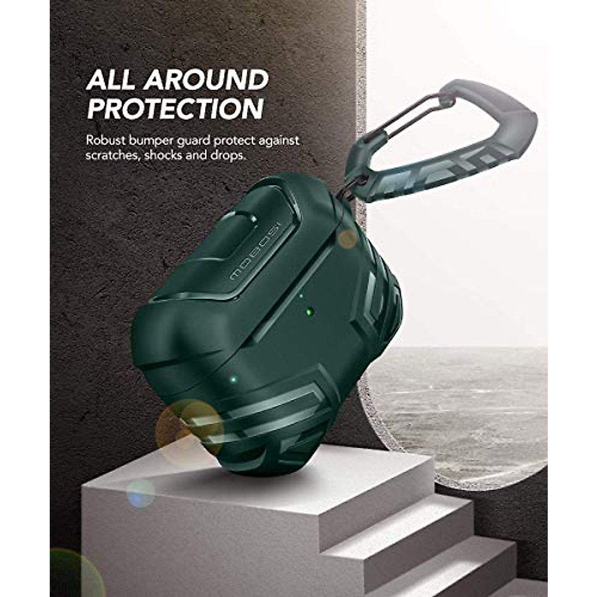 MOBOSI Vanguard Armor Cell Phone Accessory Bundle - AirPods Pro Case & iPhone 11 Pro Max Case (Midnight Green)