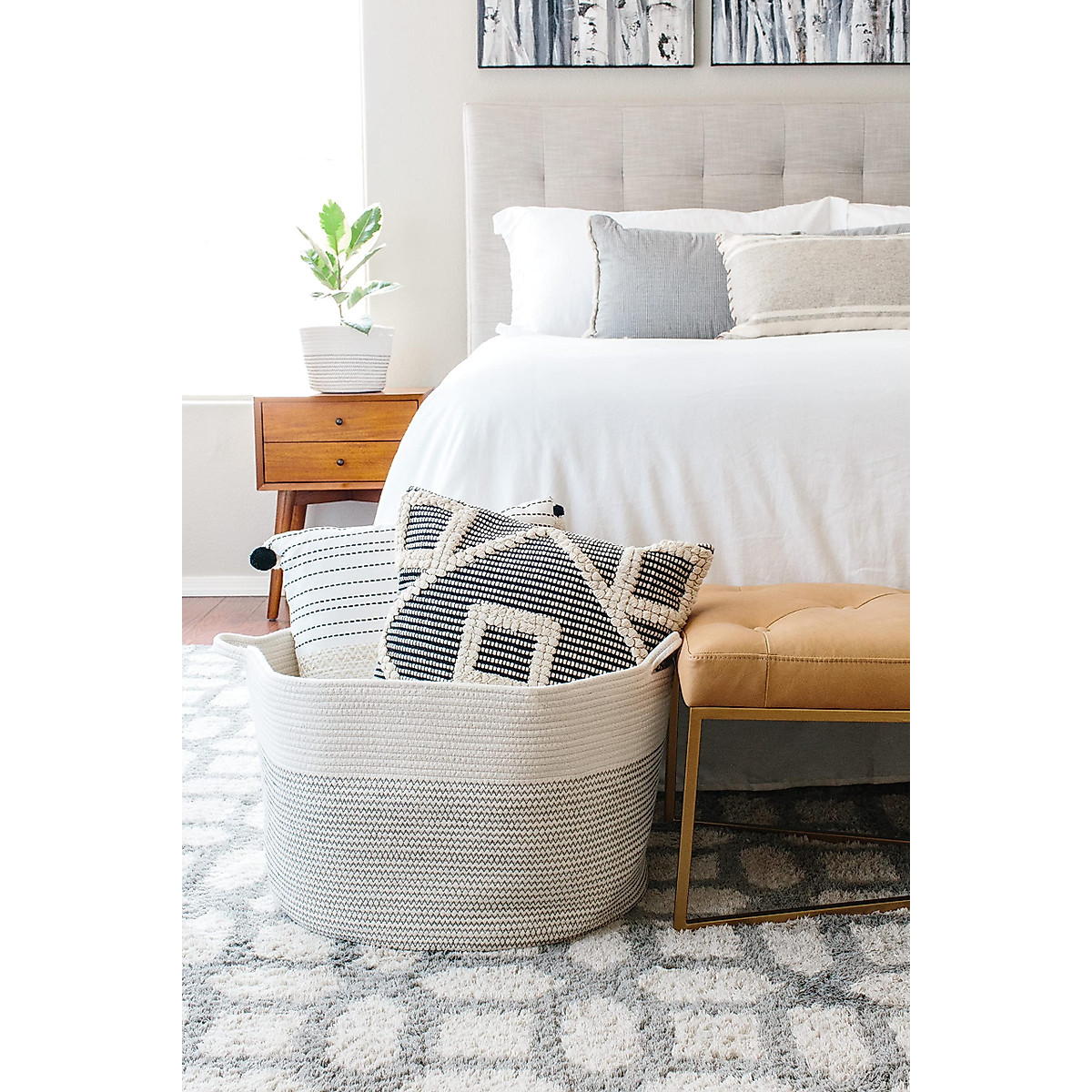 Little Hippo Baskets XXXL Large Cotton Rope Basket 22"x22"x14" Storage Basket, Woven Basket, Large Basket, Blanket Basket Living Room, Toy Basket, Baskets for Organizing, Kids Toy Storage Organizer