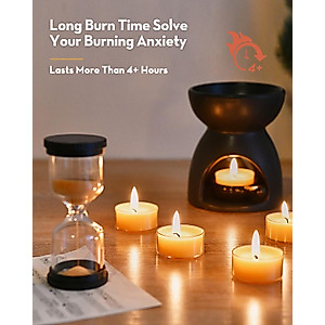 Ashlux Unscented Beeswax Tealight Candles 20 Pack, 4 Hours Long Burning Handmade Yellow Tea Lights Candles, Clear Cup Smokeless Beeswax Candles for Wedding, Party, Centerpiece & Home Decor