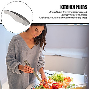 Hemoton Tool Tweezer, Pork Chicken Removal Duck Tools Removing Fishbone Plier Stainless Bones, Tweezer Puller Feather Clip Pluck Ham Wool Scales Precision Restaurant Steel Pig Fish for