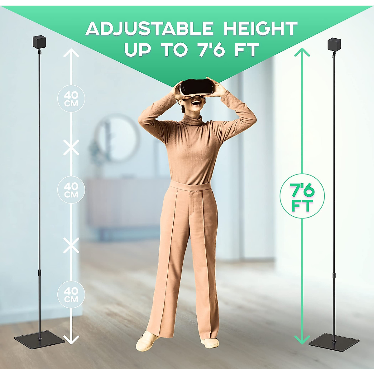 Skywin VR Stand Compatible with HTC Vive & Index Base Station - Tempered Glass HTC Vive Stand for Vive and Rift Constellation Sensors