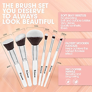 Foundation Blush Powder Brush Set - Eyeshadow Kabuki Brushes, 6 Piece Essential Makeup Brush Kit - Top Choice Premium Quality Synthetic Bristles