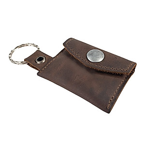 Hide & Drink, Leather Tiny Coin Holder Keychain/Key Ring/Holder/Pouch/Case/Accessories, Handmade Includes 101 Year Warranty :: Bourbon Brown
