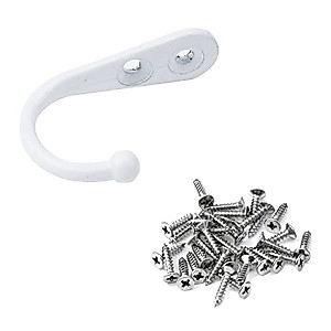 Faotup 10PCS Zinc Alloy White Metal J Hooks for Hanging,White Single Hook,Single Robe Hook White,Wall Mounted Single Hook Robe Hooks Coat Hooks,with Screws,1.57×0.49×1.53inches