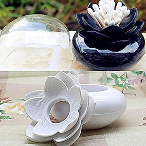 Koiugayk 2X Cotton Swab Holder,Lotus Style Cotton Bud/Small Q-tips/Toothpicks Brushes Holder, Box Case Storage Organizer Jar,Clear Lid Dustproof Cover