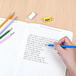 PABLUE HB Graphite Pencils, Triangular Concave Grip Pencils, Fat, Thick, Strong, with Eraser, Sharpener, Suitable for School, Student, Art, Beginner,Drawing,Sketching,Shading(Purple,Pack of 12)