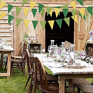 Green Gold Party Decorations, Hanging Glitter Paper Triangle Flag Pennant Banner for St. Patrick's Day Graduation Carnival Bachelorette Engagement Wedding Birthday Baby Bridal Shower 24.6Ft