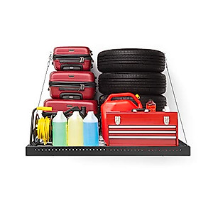 NewAge Products Pro Series Black 4'. x 4'. Wall Mounted Steel Shelf, Garage Overheads, 40402