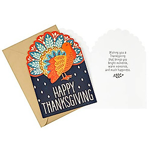 Hallmark Pack of Thanksgiving Cards, Colorful Turkey (4 Cards with Envelopes)