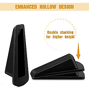 Crosize Door Stoppers for Bottom of Door on Floor, Door Gaps, Rubber Door Stop Wedge, Sturdy Stackable Door Stops for Carpet Heavy Duty Door (3 Pack, Black)