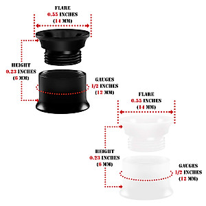BIG GAUGES 2 Pairs Acrylic 1/2 inch Gauge 12mm Black & White Double Flared screw-fit Piercing Jewelry Ear Plugs Lobe Tunnel BG11295
