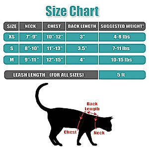 Mewo Cat Harness and Leash - Escape Proof, Soft, Comfortable, Reflective, & Adjustable, for a Safe & Snug Fit (Aqua Marine, Small)
